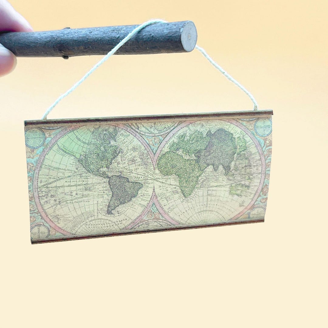 Miniature Map 2pcs/set Mini Map Hanging Dollhouse Miniature Home ...