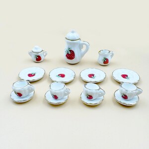 Miniature Ceramic Pot Cup Dish Tea Cup Set Mini Teaset Dollhouse ...