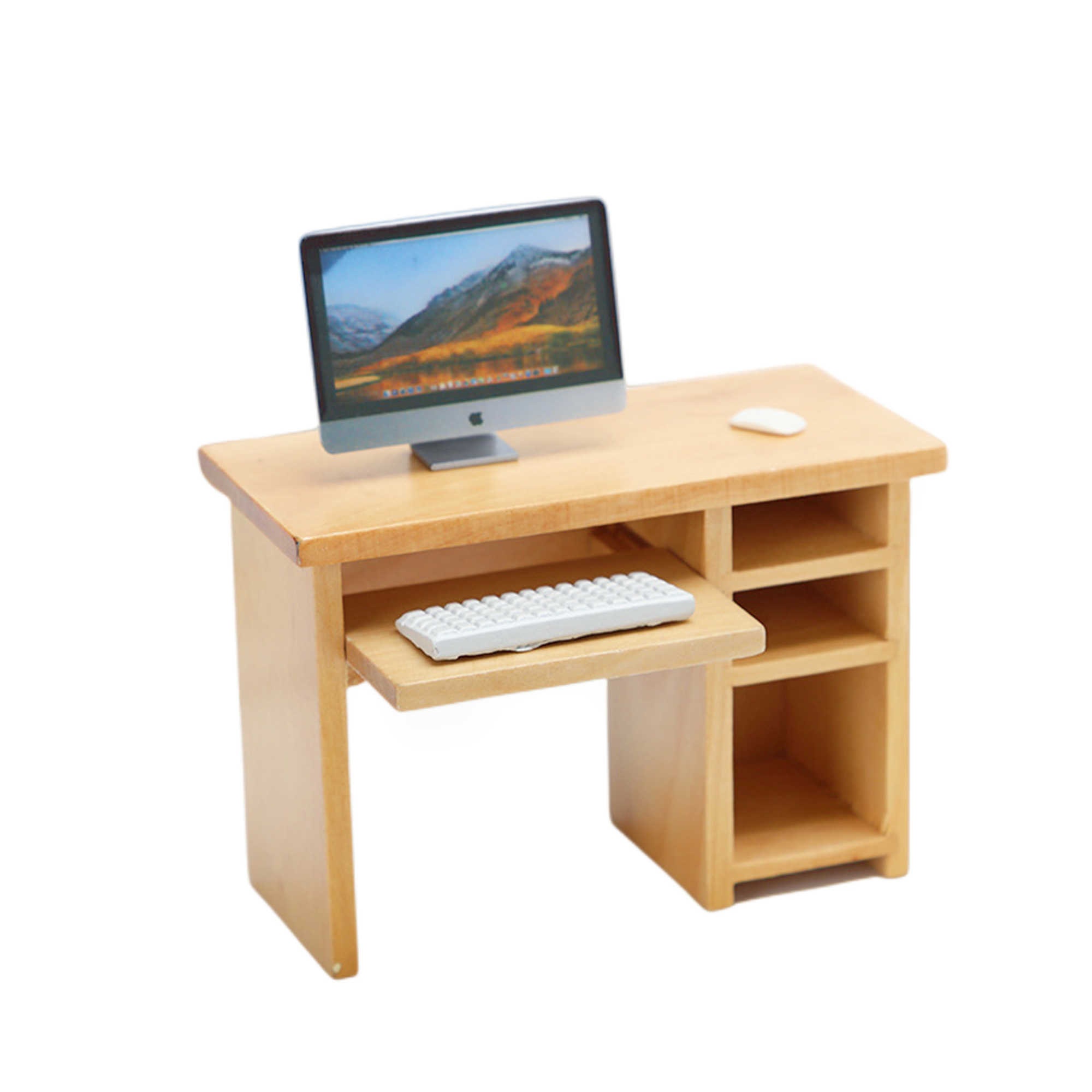 Miniature Wooden Computer Table Miniature Furniture Dollhouse - Etsy