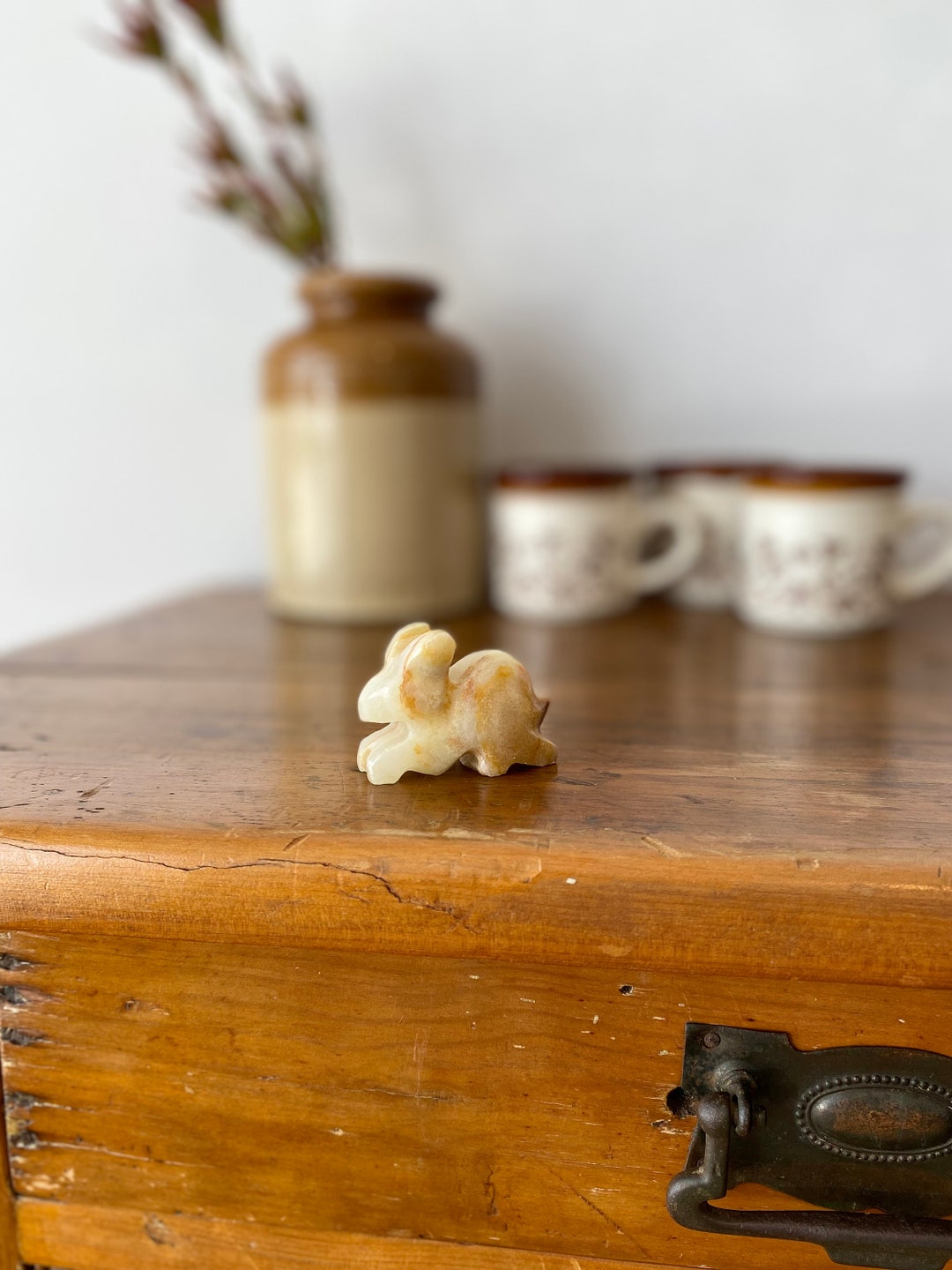 Small Onyx Rabbit Figurine, Preloved Carved Stone Bunny Rabbit Figurine ...