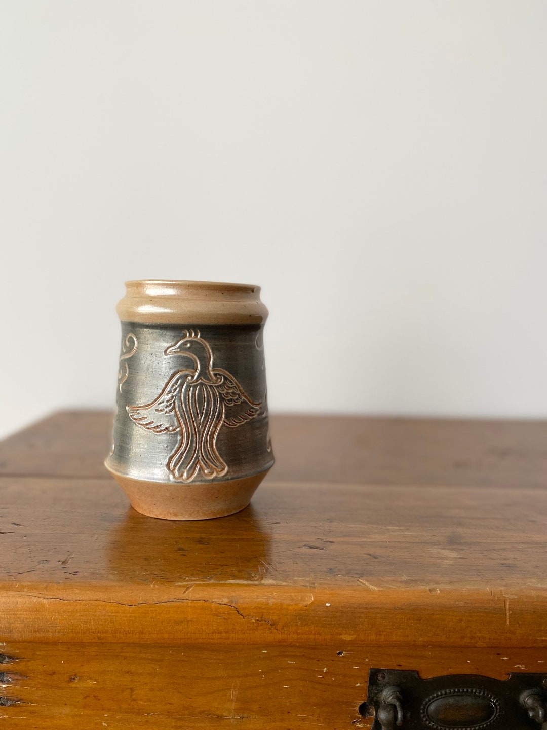 Handmade Pottery Vase With Phoenix Design - Etsy