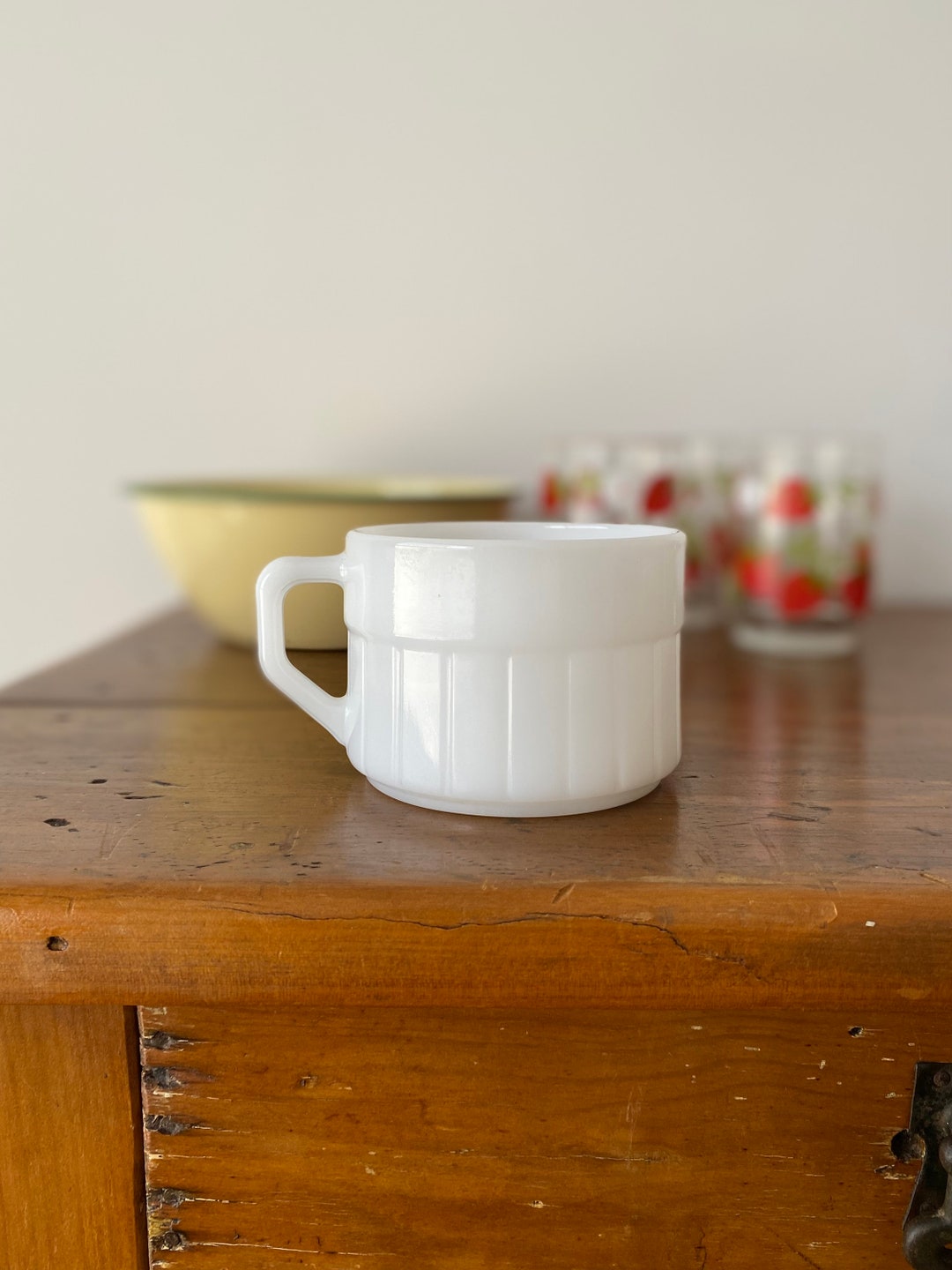 Small Federal Glass Milk Glass Coffee Mug, Vintage Federal Glass Mug - Etsy
