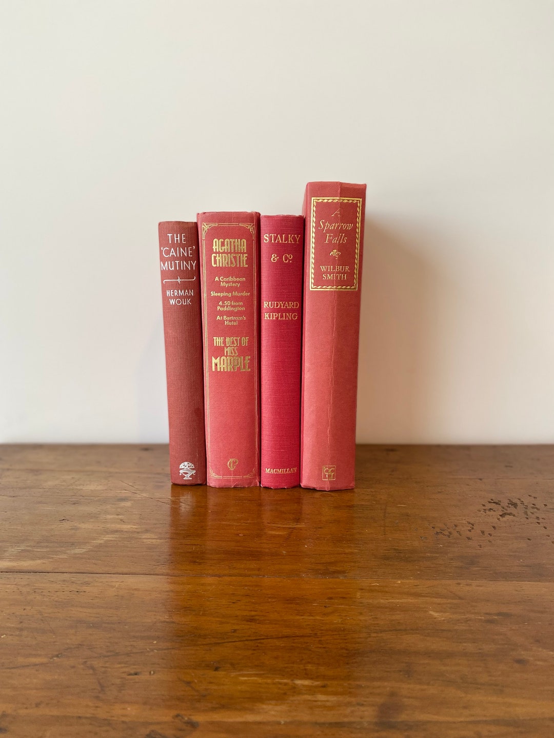 Vintage Book Stack, Vintage Red Book Bundle, Decorative Vintage Red ...