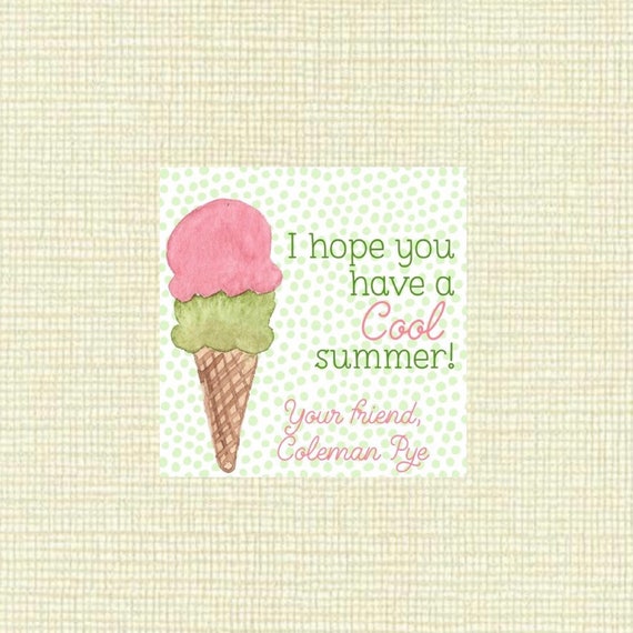Ice Cream Cone Gift Tag End of School Year Gifts Summer - Etsy