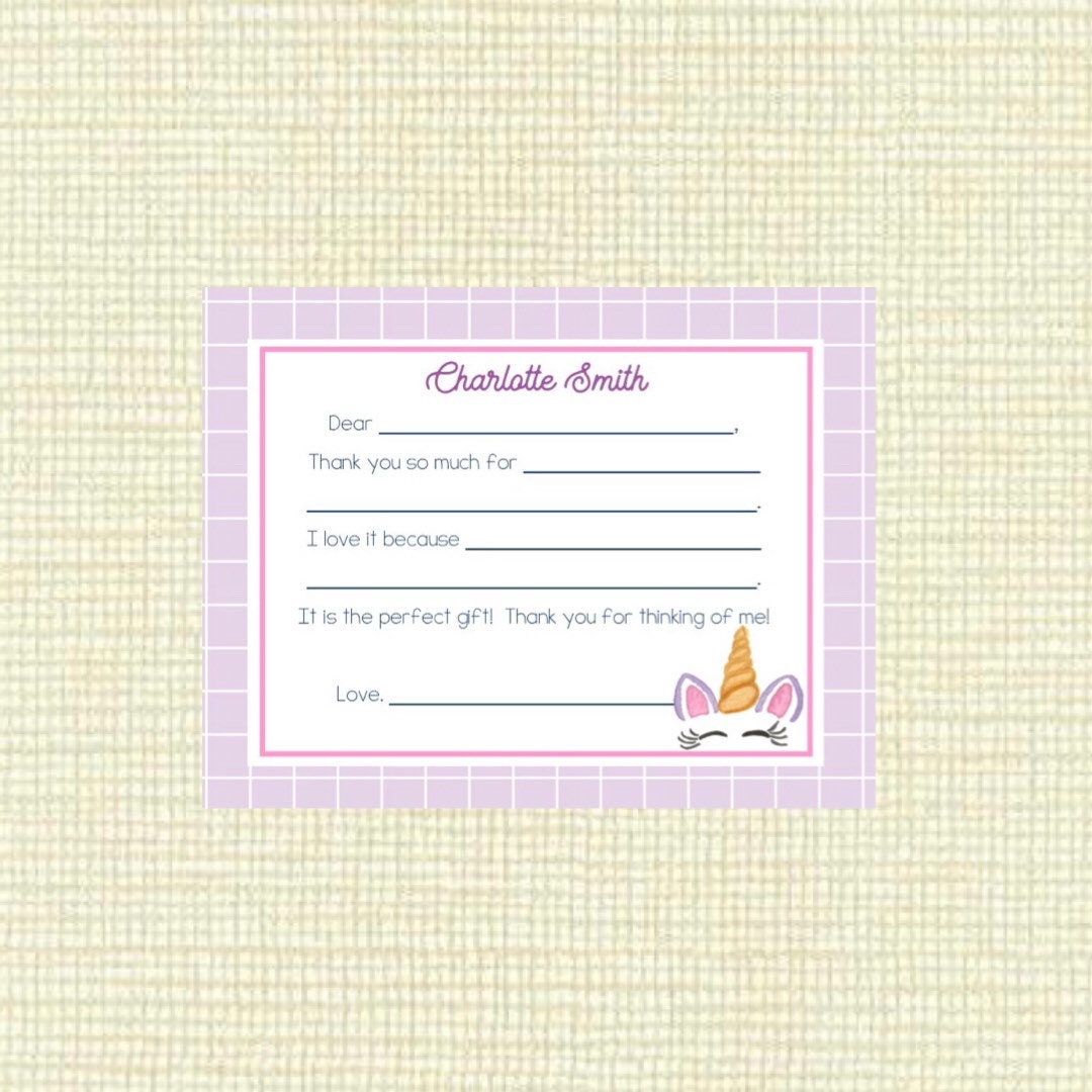 Child Thank You Notes Fill in the Blank birthday Invitation ...