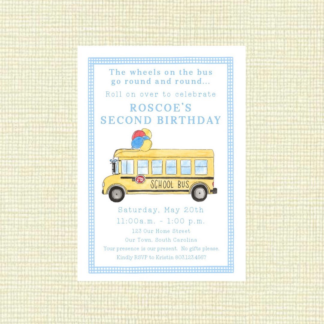 School Bus Birthday Party Invitation Wheels on the Bus - Etsy