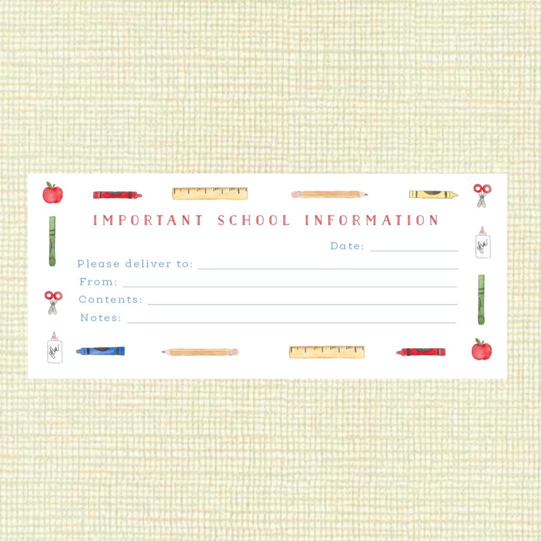 School Envelopes for Families School Supplies Border Design - Etsy