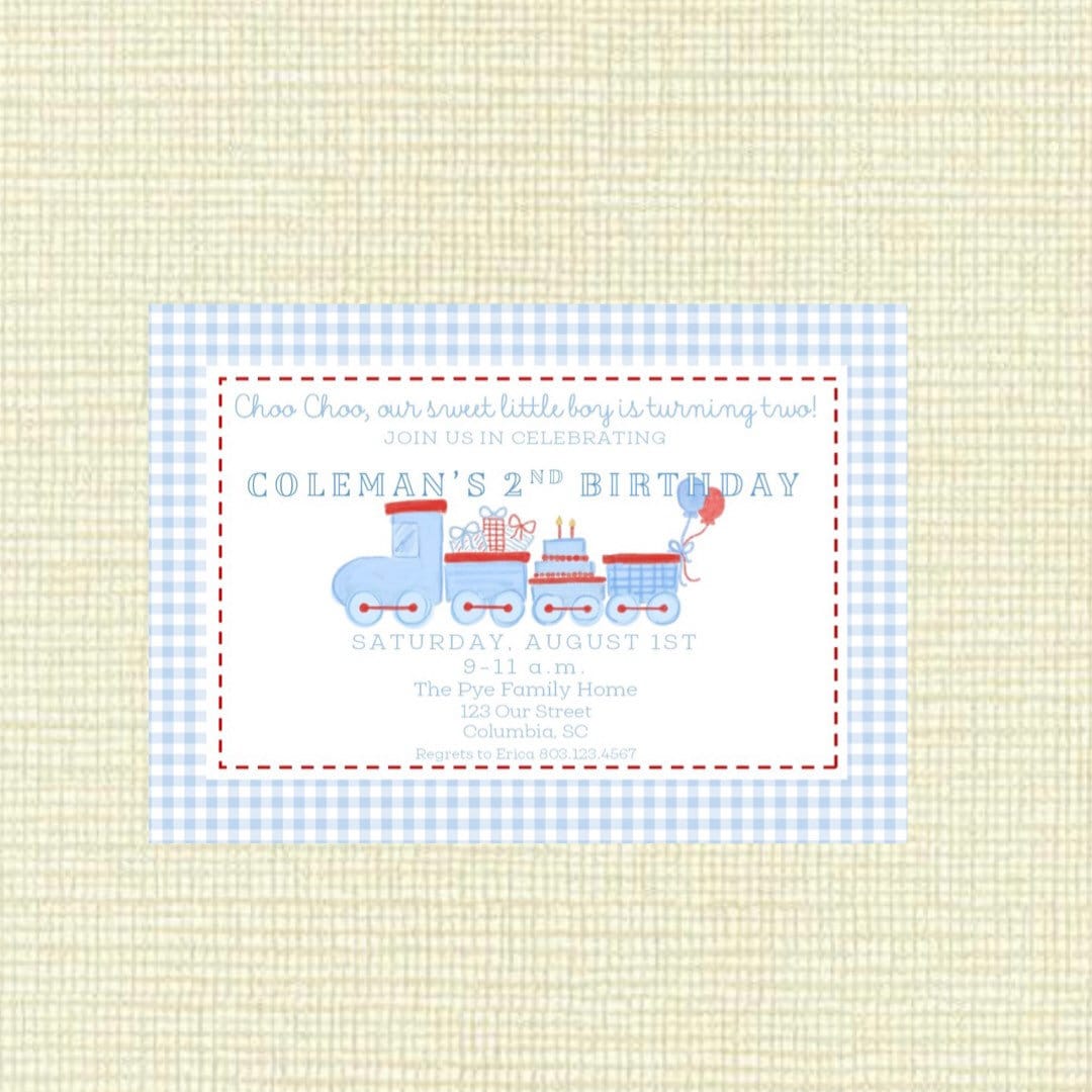 Choo Choo Two Birthday Party Invitation Red and Blue - Etsy