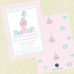 Pink Poodle Puppy Party Come Sit Stay Birthday Party Invitation Oodles ...