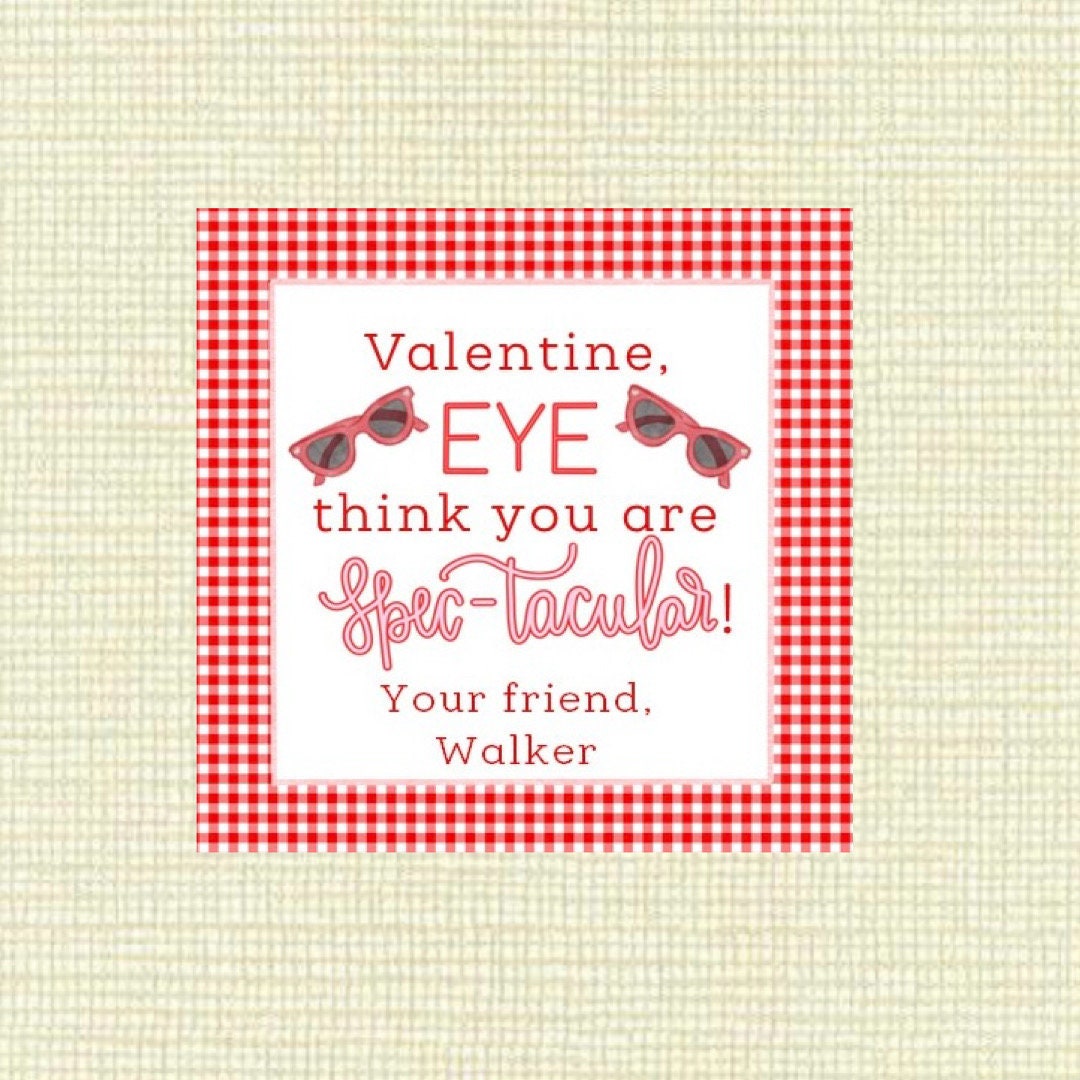Valentine's Day Tag OR Sticker PRINTED Set of 24, 3 Inch Square I Eye ...