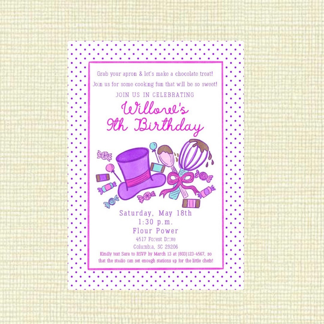 Chocolate Factory Birthday Party Invitation / Cooking Party - Etsy