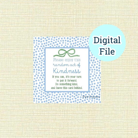 Random Acts of Kindness Cards DIGITAL FILE - Etsy