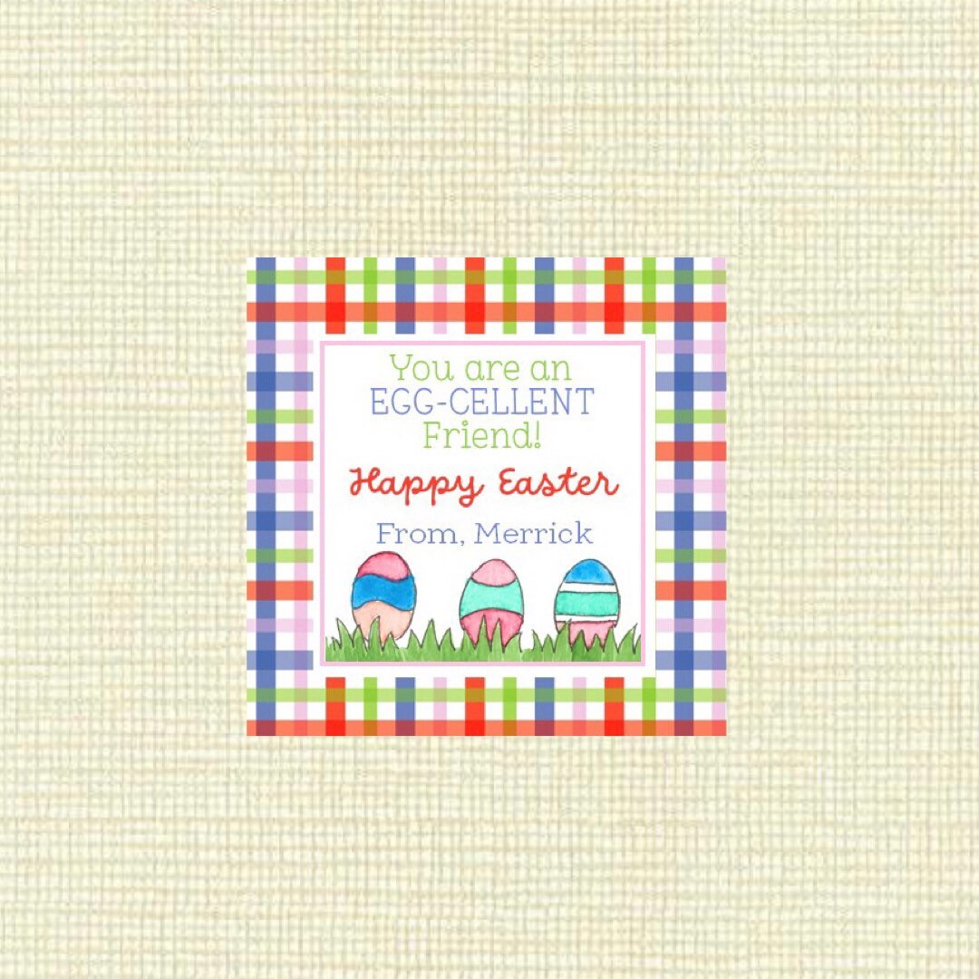 Easter Gift Enclosure Tags & Stickers: Easter Eggs in Grass Eggcellent ...