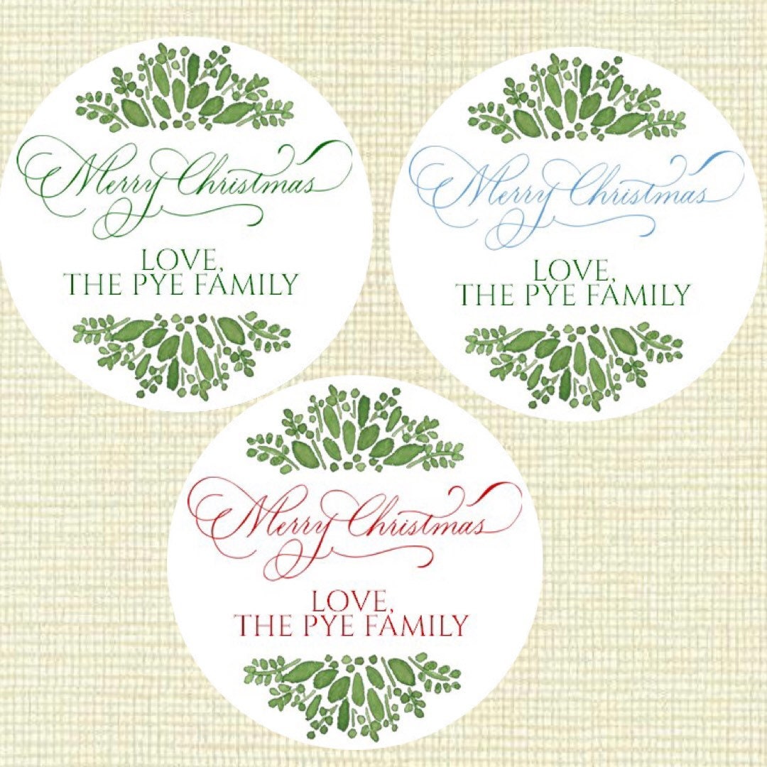 2.5 Round Sticker Christmas Gift Tag: Hand Painted Watercolor - Etsy