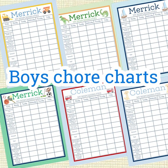 Boys Responsibility/ Chore Charts - Etsy