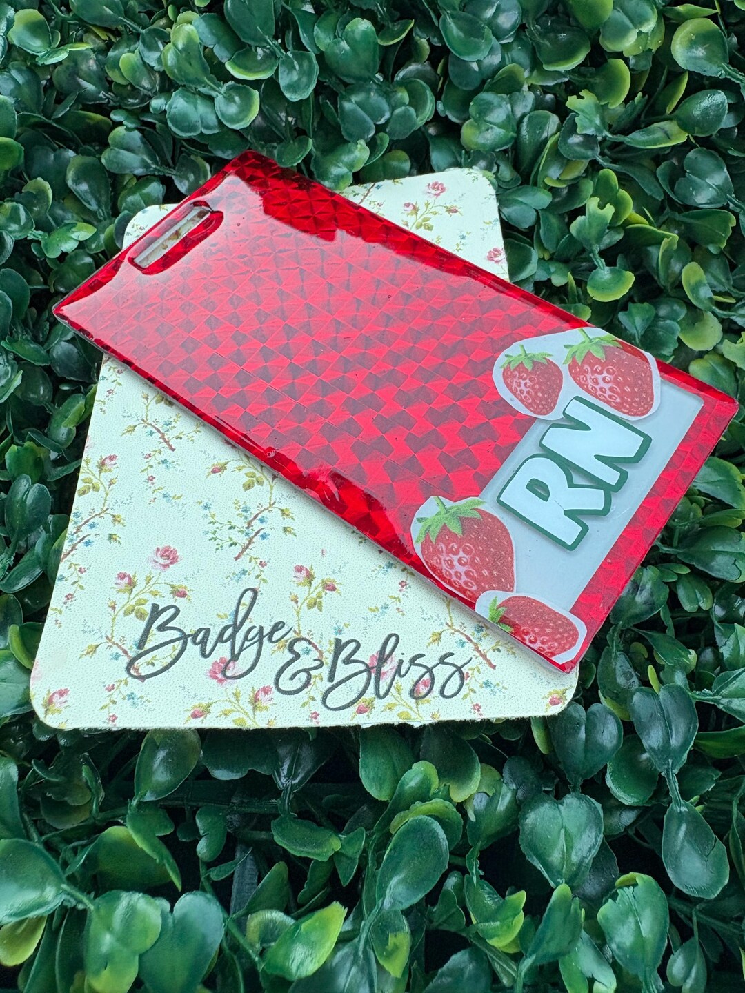 Badge Buddy: Strawberry Themed, Vertical Badge Buddy. Registered Nurse ...