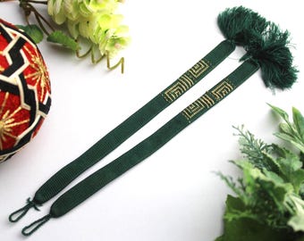 Mens Haori Himo, Japanese Dark Blue Silk Haorihimo, Kimono Jacket Cord ...