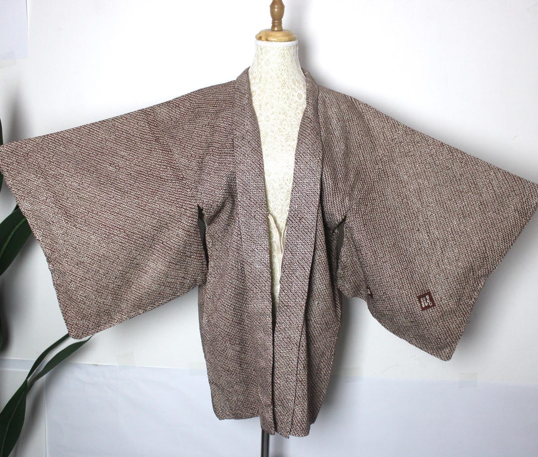 Japanese Haori Kimono Jacket All Over Shibori Silk Abstract Geometric ...