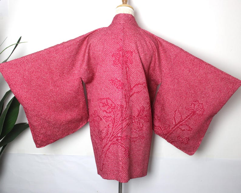 Japanese Haori Kimono Jacket Silk All Over Shibori Tie Dye Flower ...