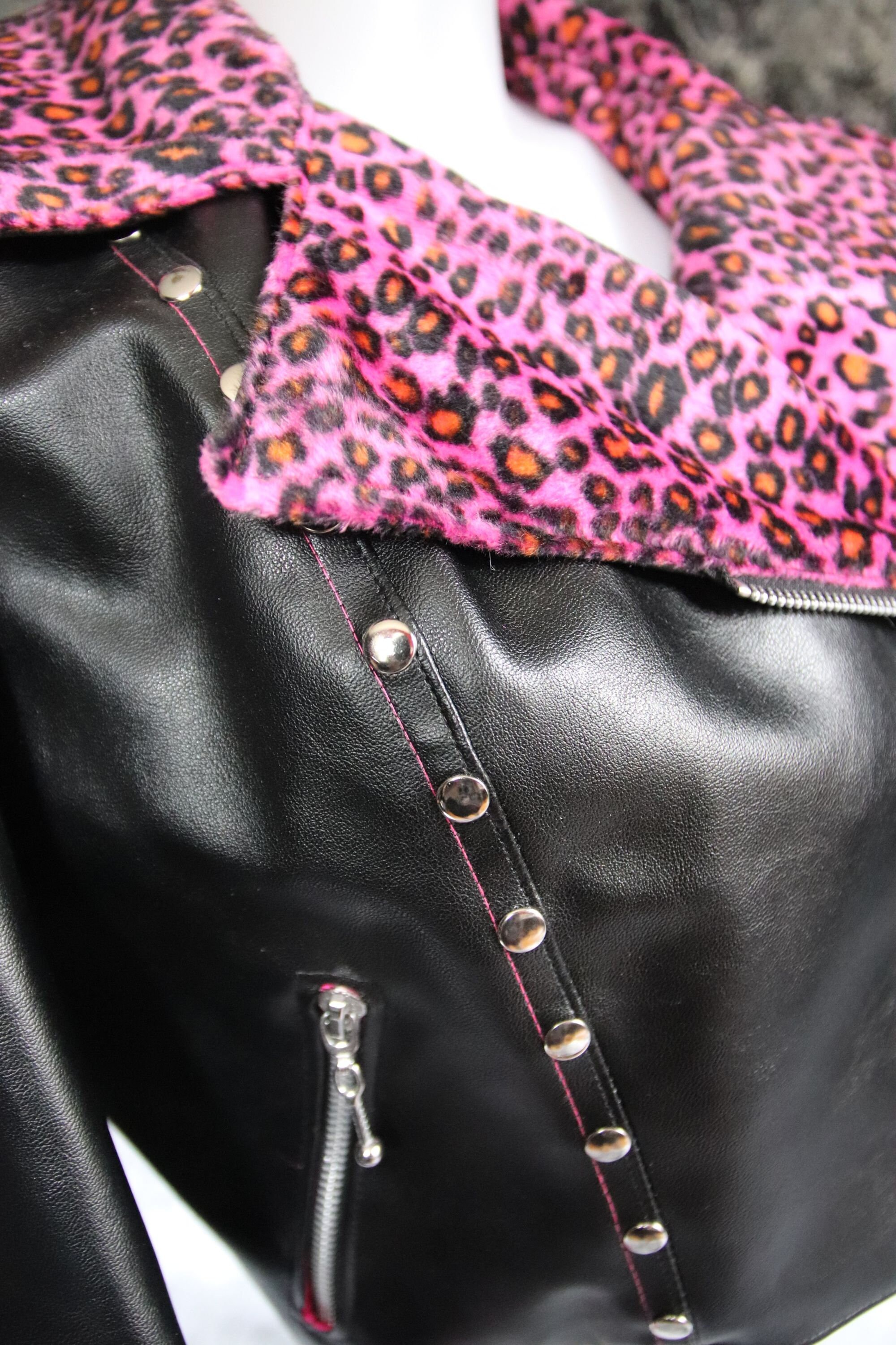 Pink and Black Leopard Jacket - Etsy