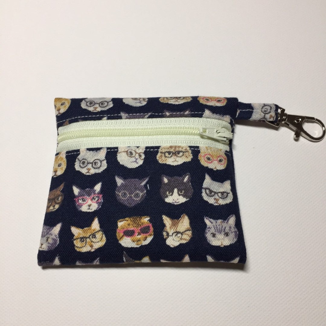 Cute Cat Kitten Mini Zipper Pouch, Notions Pouch, Coin Purse , Keychain ...