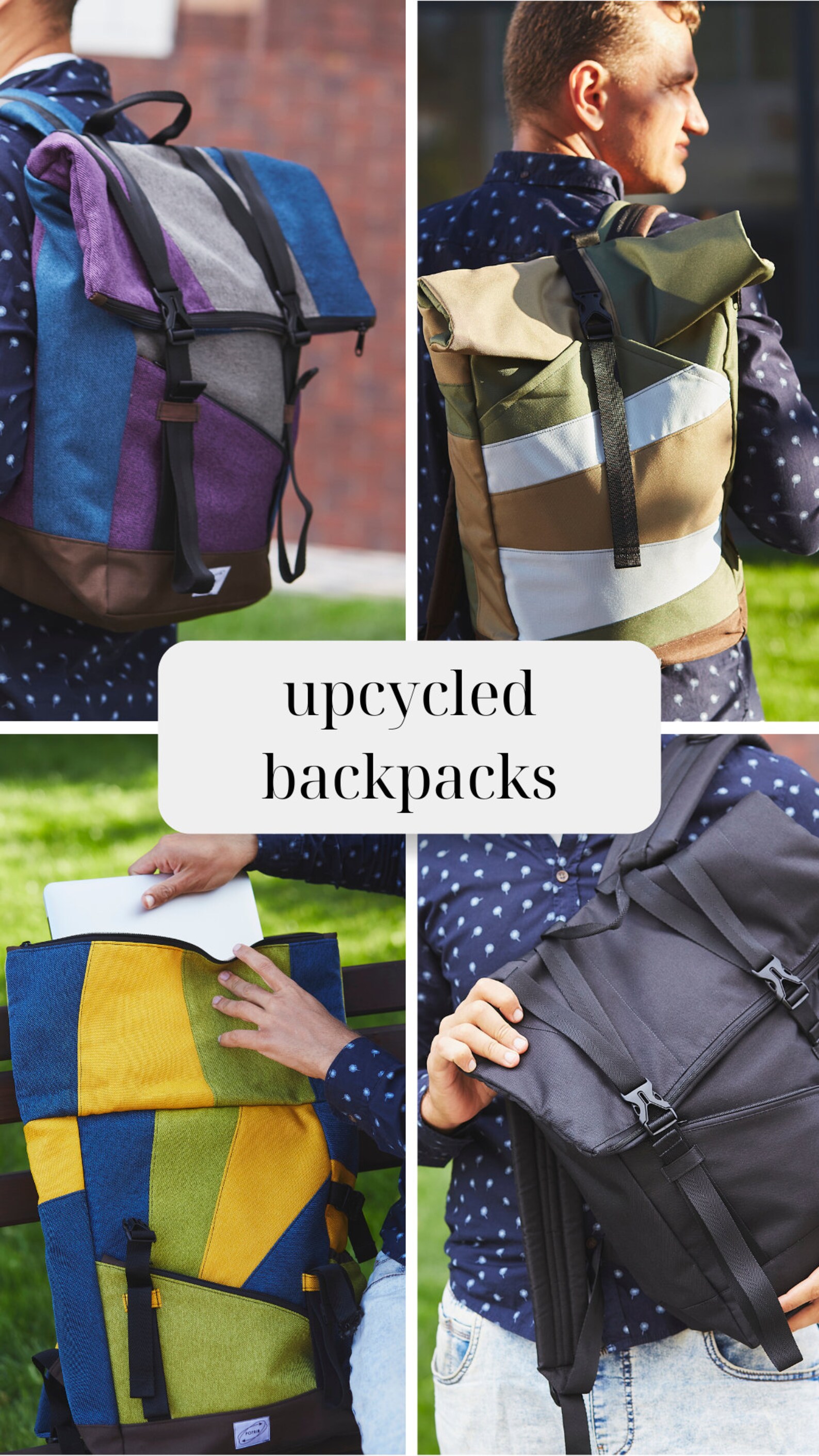 Sustanible Handmade Backpack for Travel Eco-friendly Oxford Rucksack ...