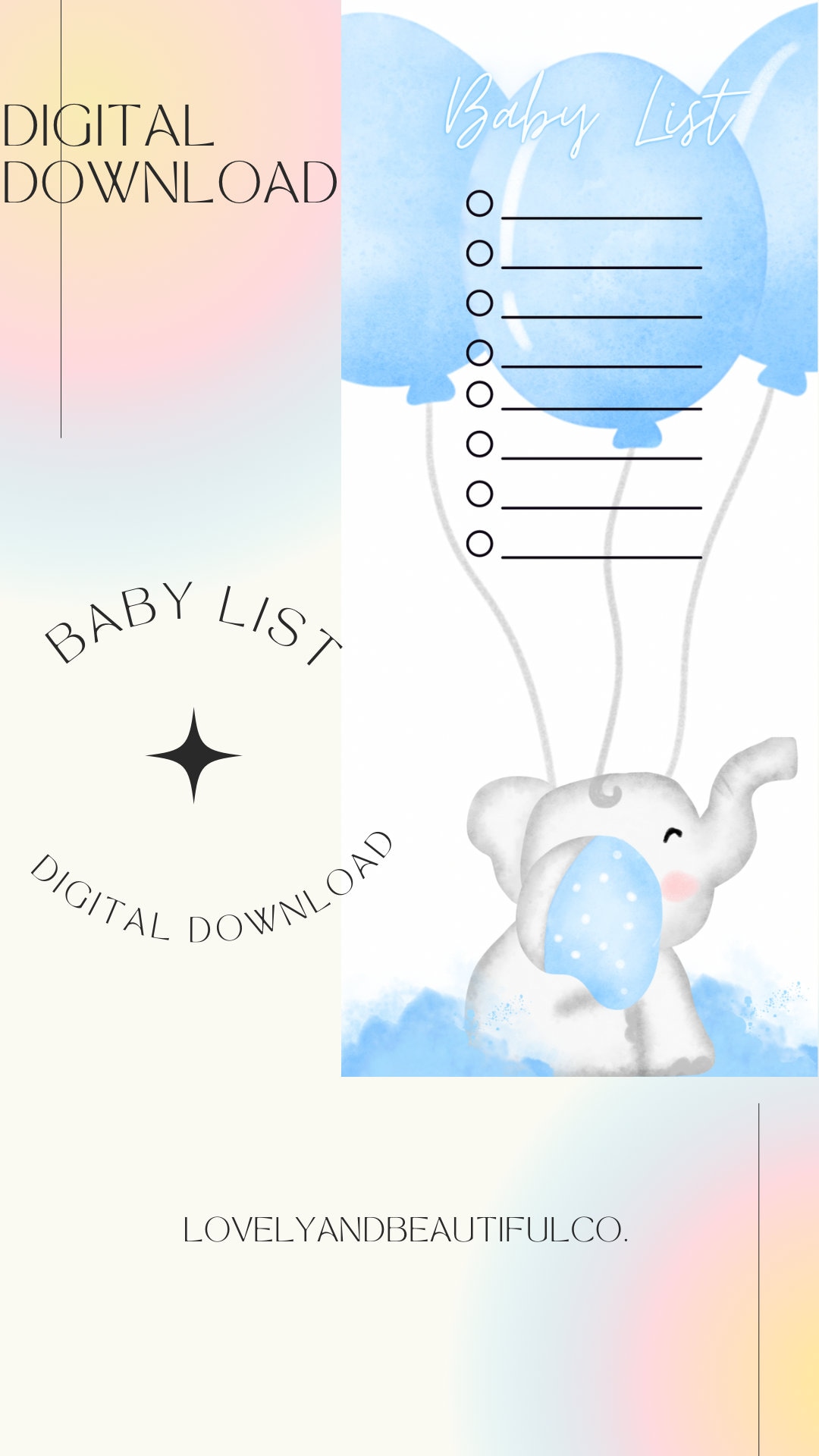 Digital Download Baby List Printable - Etsy