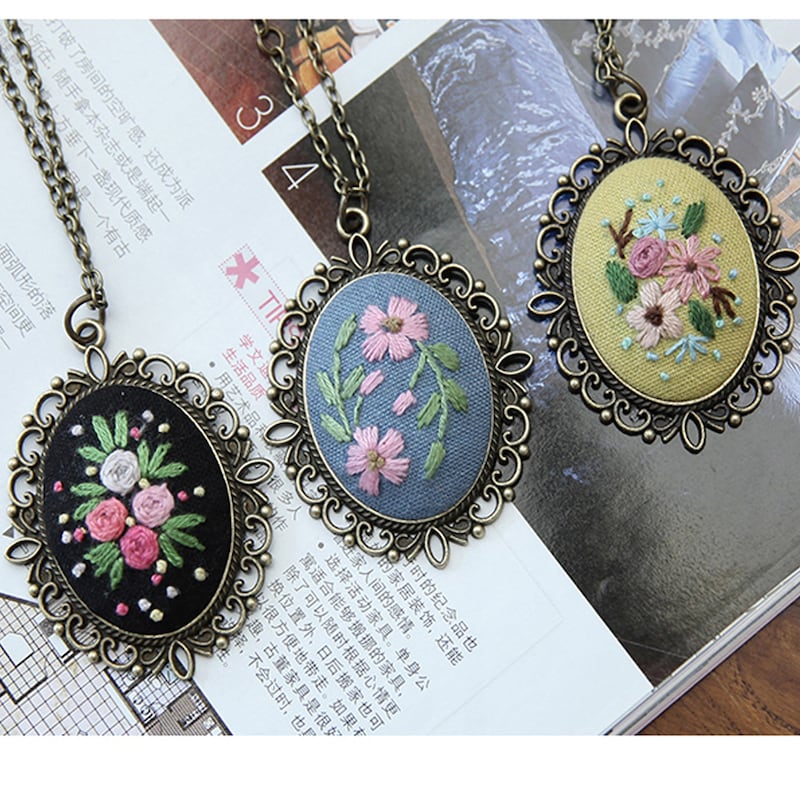 Embroidered Necklace - Etsy