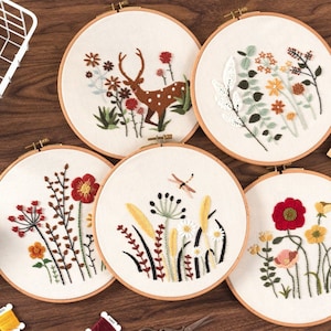 Plants Hand Embroidery Kit,diy Embroidery Full Kit,modern Floral ...