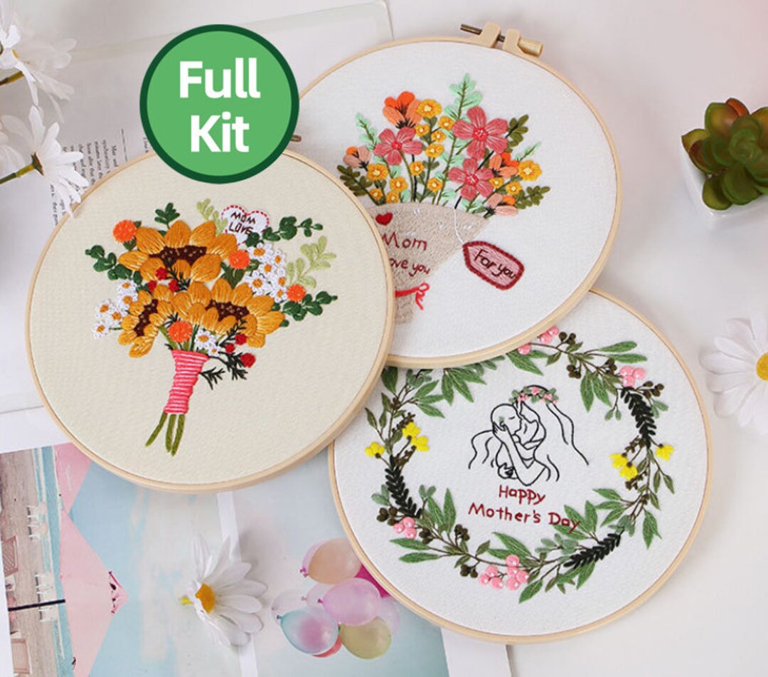 Modern Floral Plant Hand Embroidery Full Kit * Gifts for Parents*gifts ...