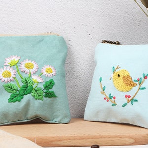 Embroidery Kit Mini Wallet,hand Embroidery Kit Beginner Coin Purse ...