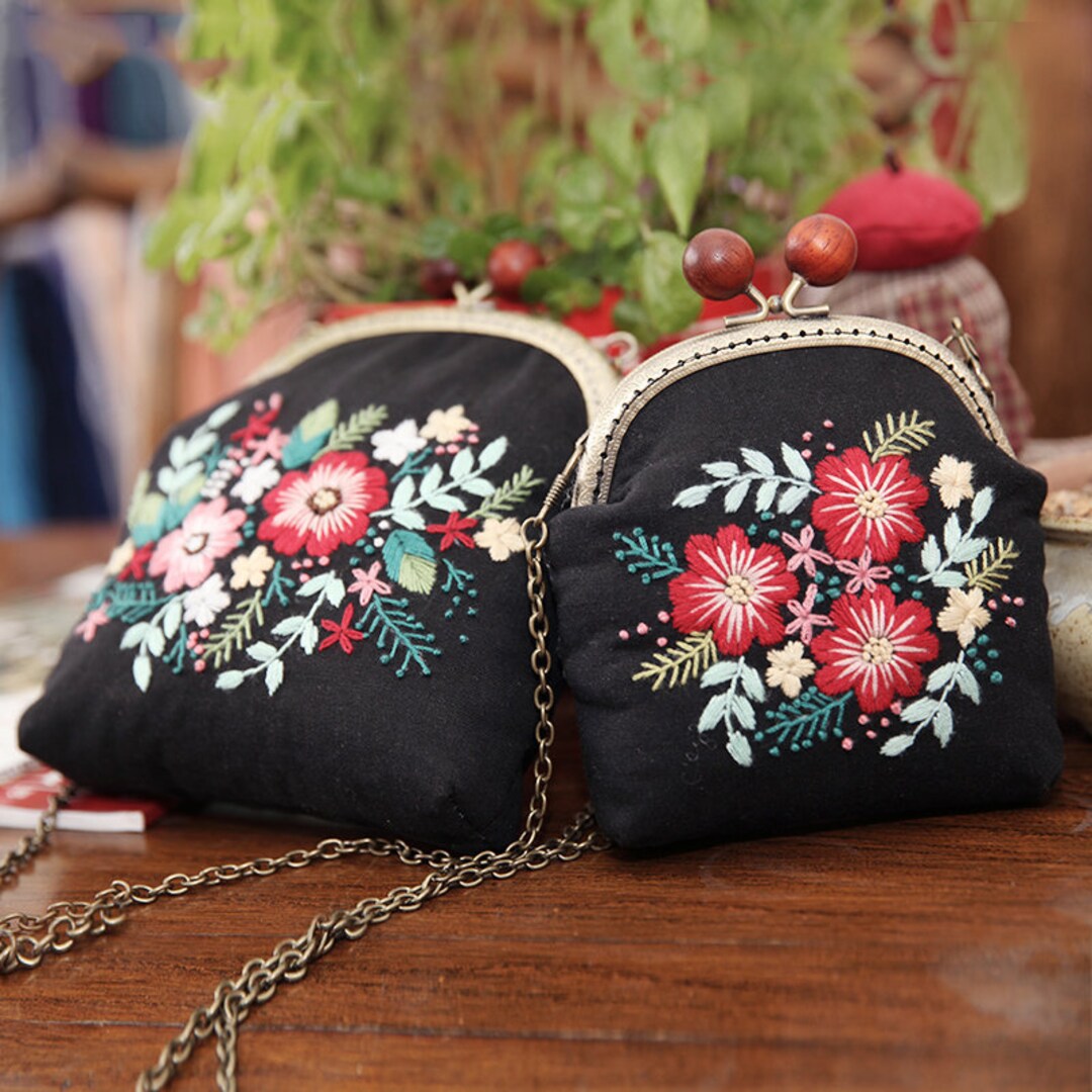Diy Embroidery Kit Beginner,buckle Coin Purse Embroidery Kit,embroidery ...
