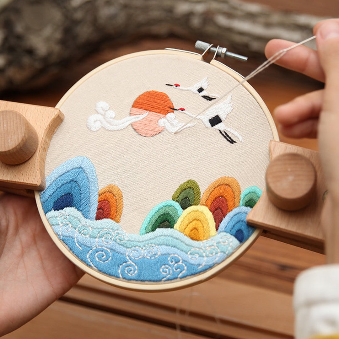 Diy Embroidery Kit Beginner|diy Craft Kit|white Crane Embroidery Full ...