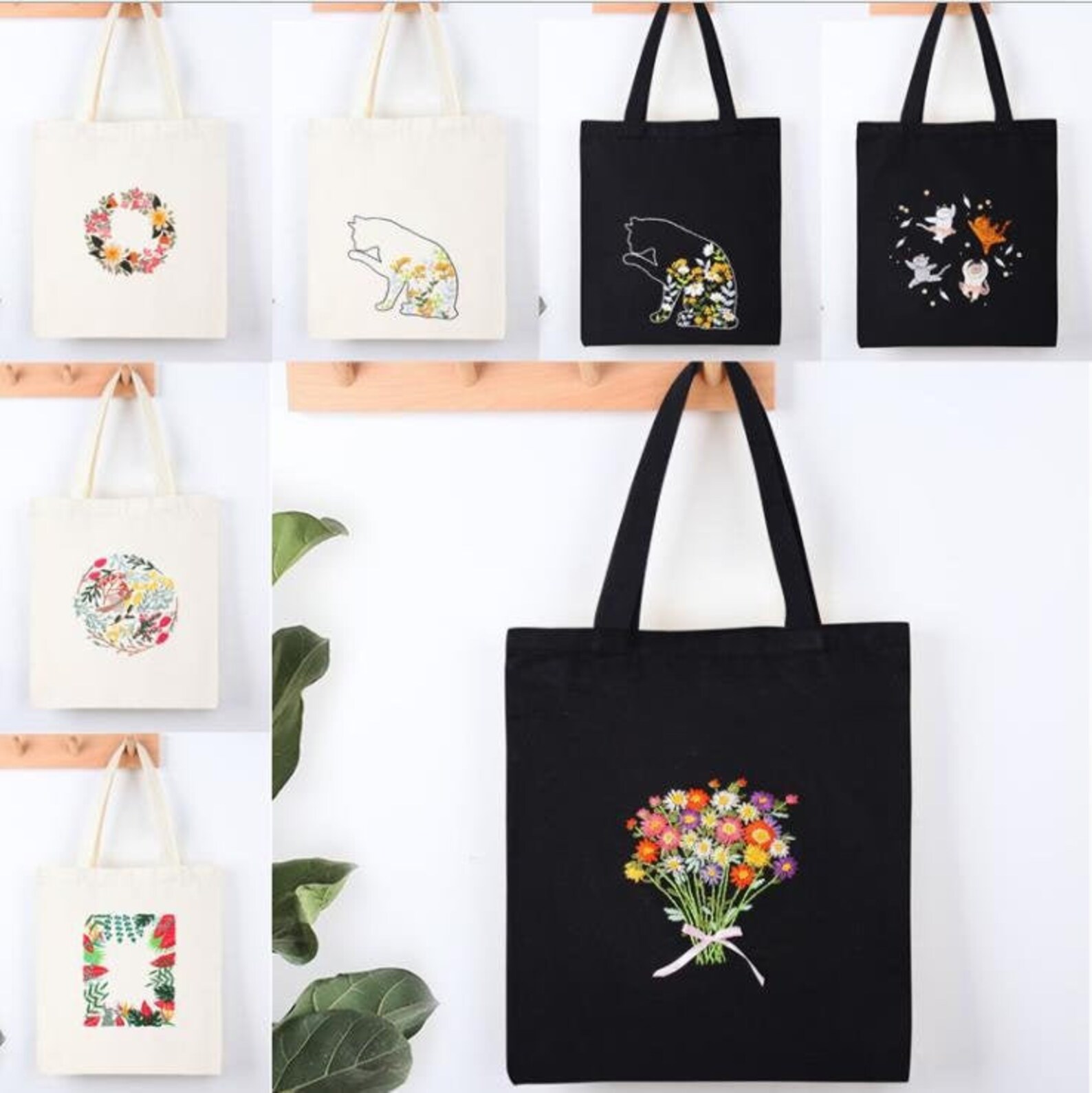 Beginner Canvas Tote Bagembroidery Kit Canvas Bagmodern | Etsy