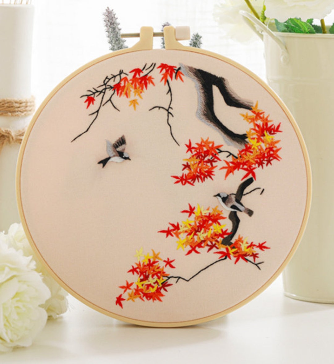Flora and Fauna Embroidery Kit, Phoenix Style Embroidery Craft Kit ...