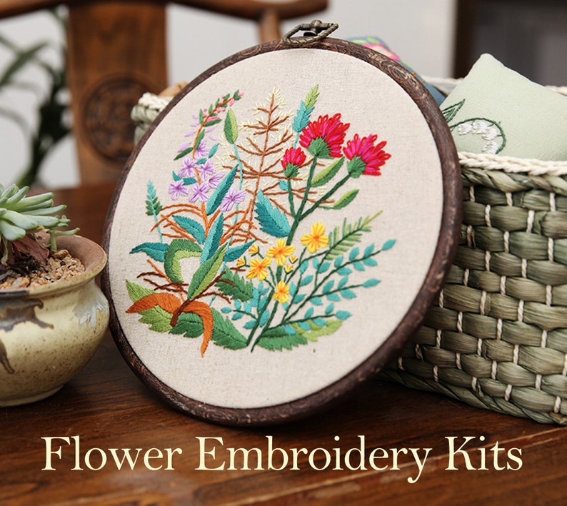 Plants Embroidery Kit|beginner Embroidery| Modern Embroidery Kit ...