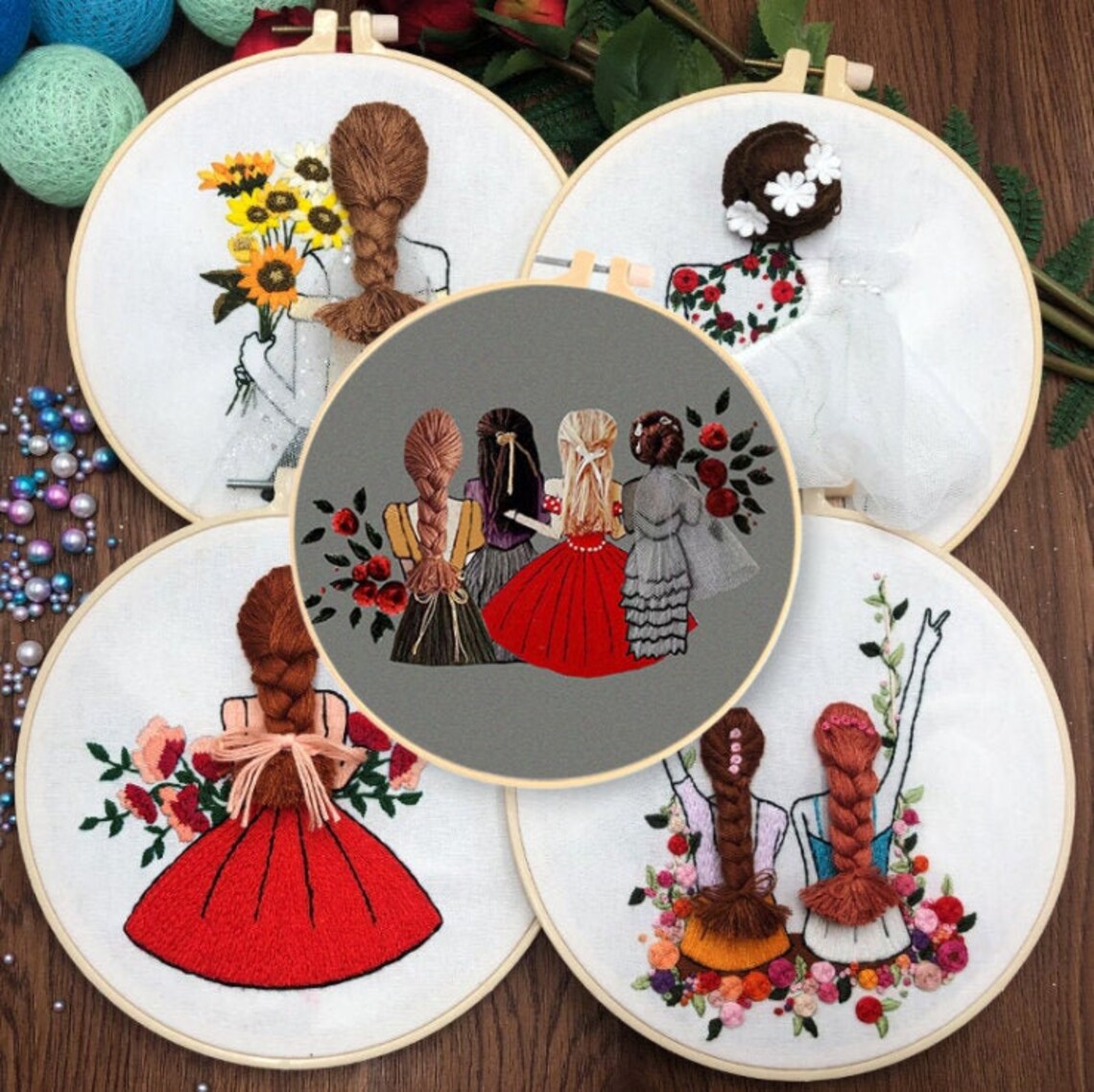 Diy Craft Kit|young Girl Embroidery Kit Beginner|diy Embroidery Hoop ...