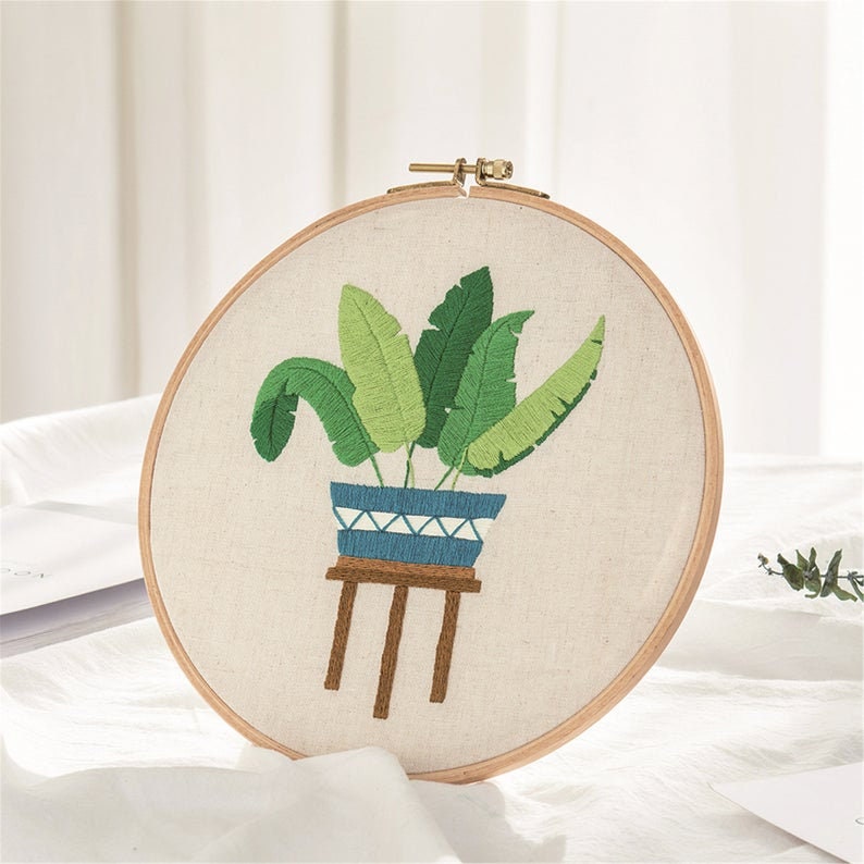 Embroidery Kit Beginner diy Craft Kitmodern Floral Plant - Etsy