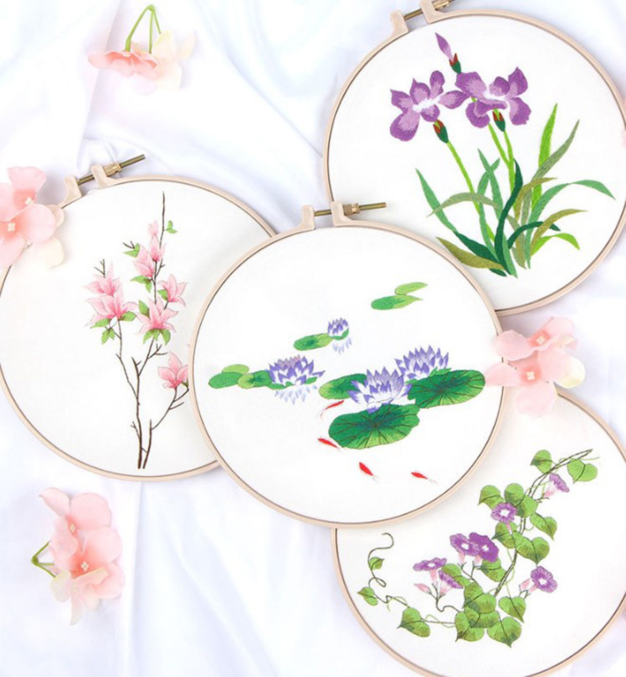 Diy Embroidery Kit Beginner-Modern Flower Bouquet Pattern Hand | Etsy