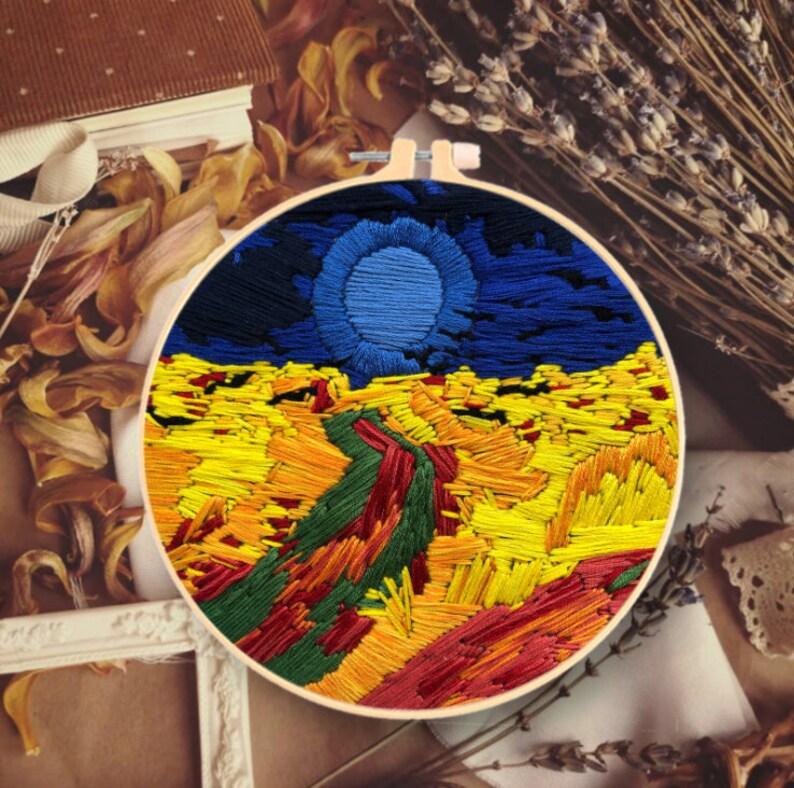 Van Gogh Flower Embroidery Kit diy Embroidery Full Kitdiy - Etsy