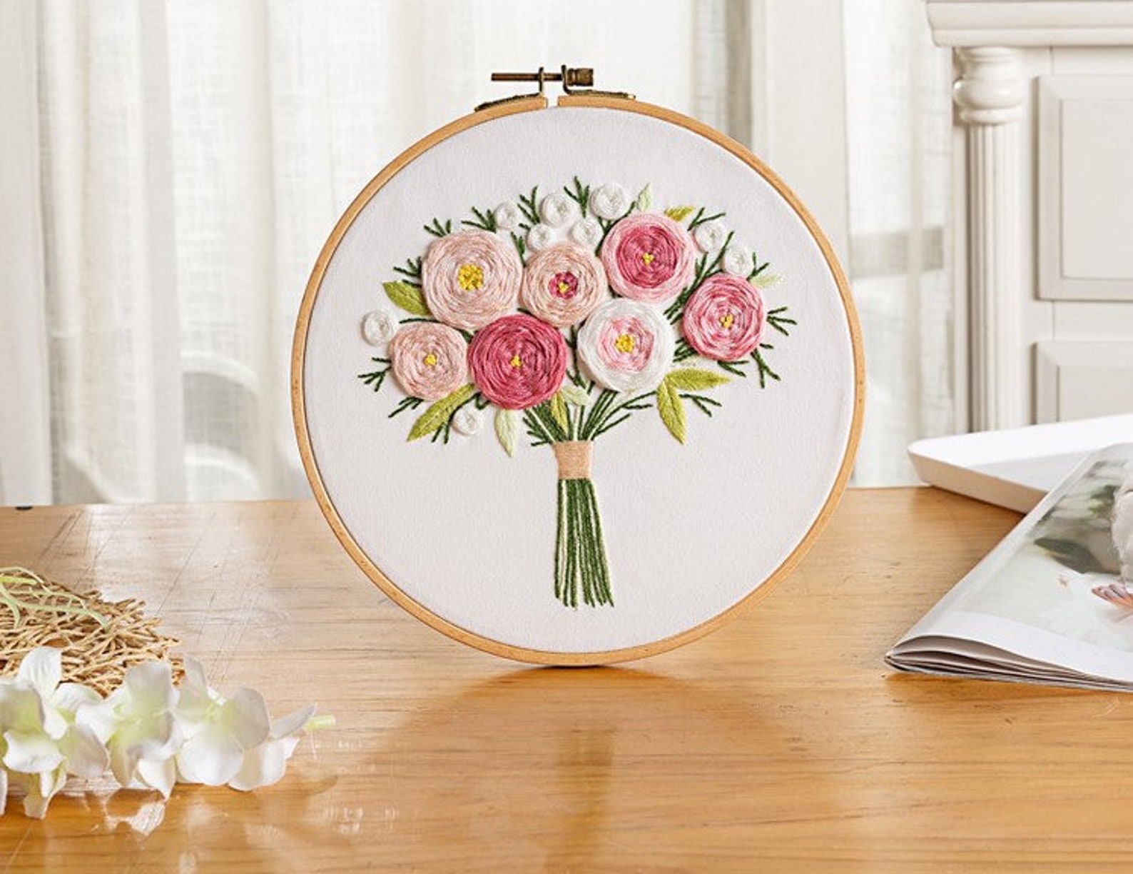 Floral Beginner Embroidery Kit Modern Flower Plant Hand | Etsy