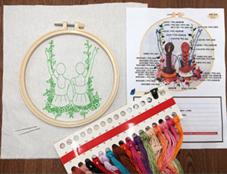 Diy Craft Kit|young Girl Embroidery Kit Beginner|diy Embroidery Hoop ...