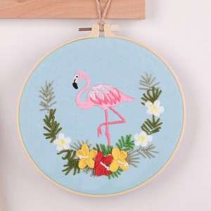 Embroidery Kit Full Kit,flamingo Embroidery Pattern,hand Embroidery Kit ...