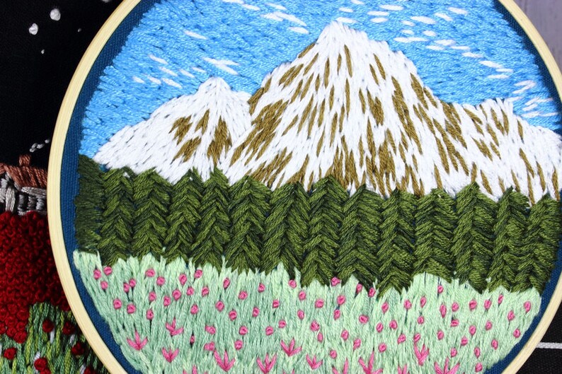 Beginner Embroidery Kit | Modern Scenery Embroidery Kit | Hand ...