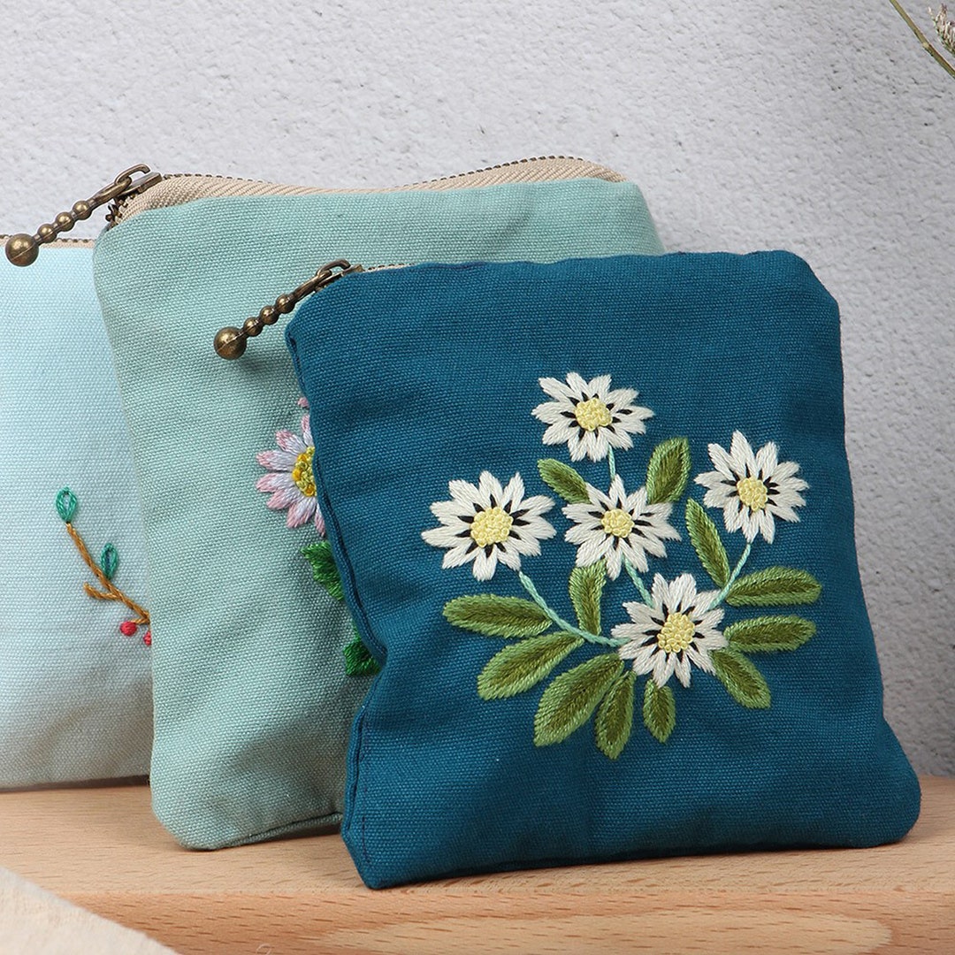 Embroidery Kit Mini Wallet,hand Embroidery Kit Beginner Coin Purse ...