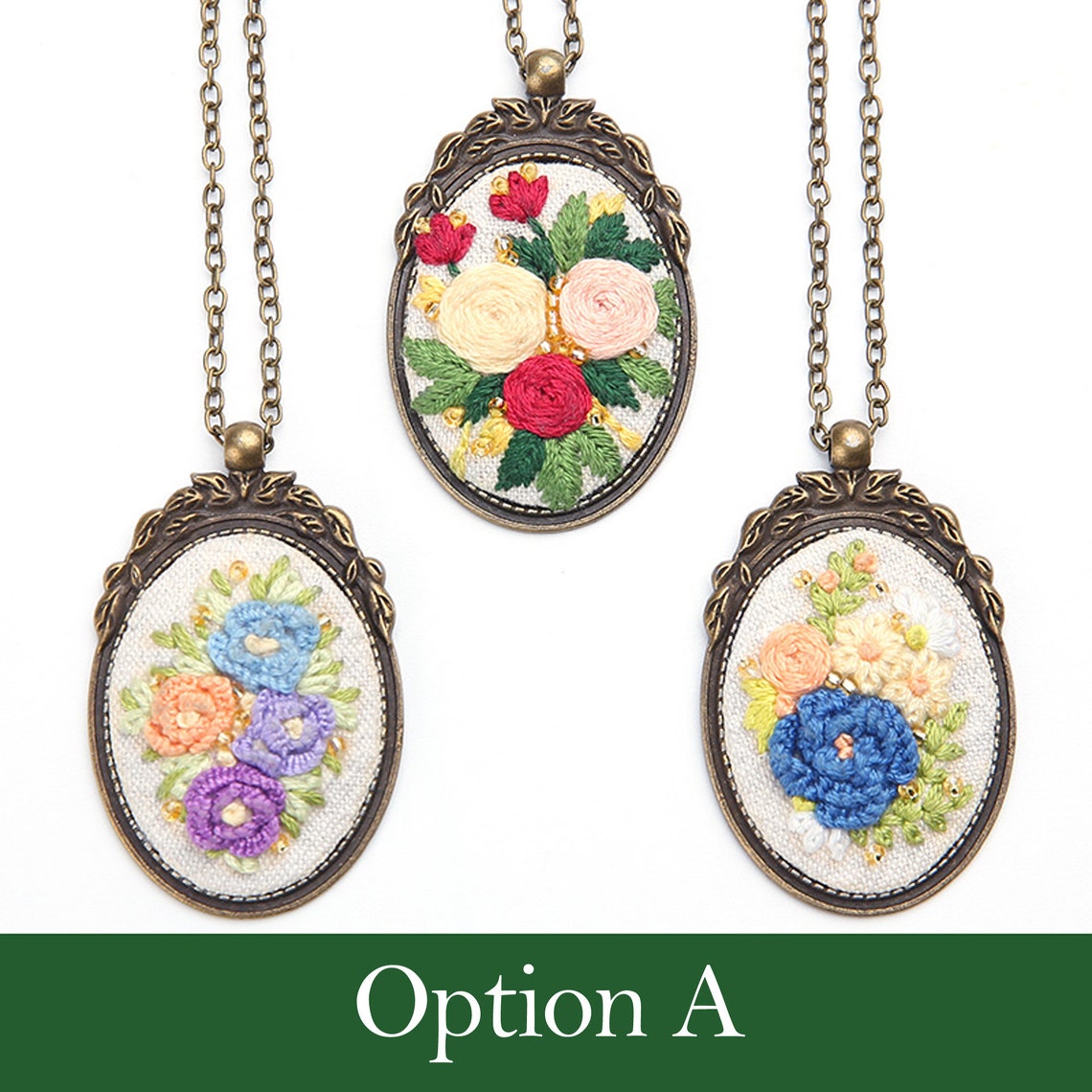 Embroidery Kit Handmade Mini Embroidered Necklace-floral - Etsy