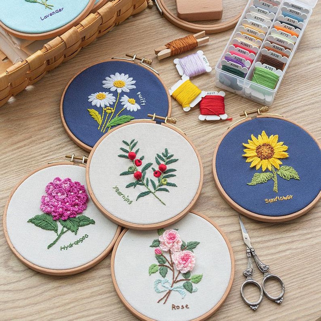 Embroidery Kit for Beginner|modern Embroidery Kit With Pattern|flowers ...