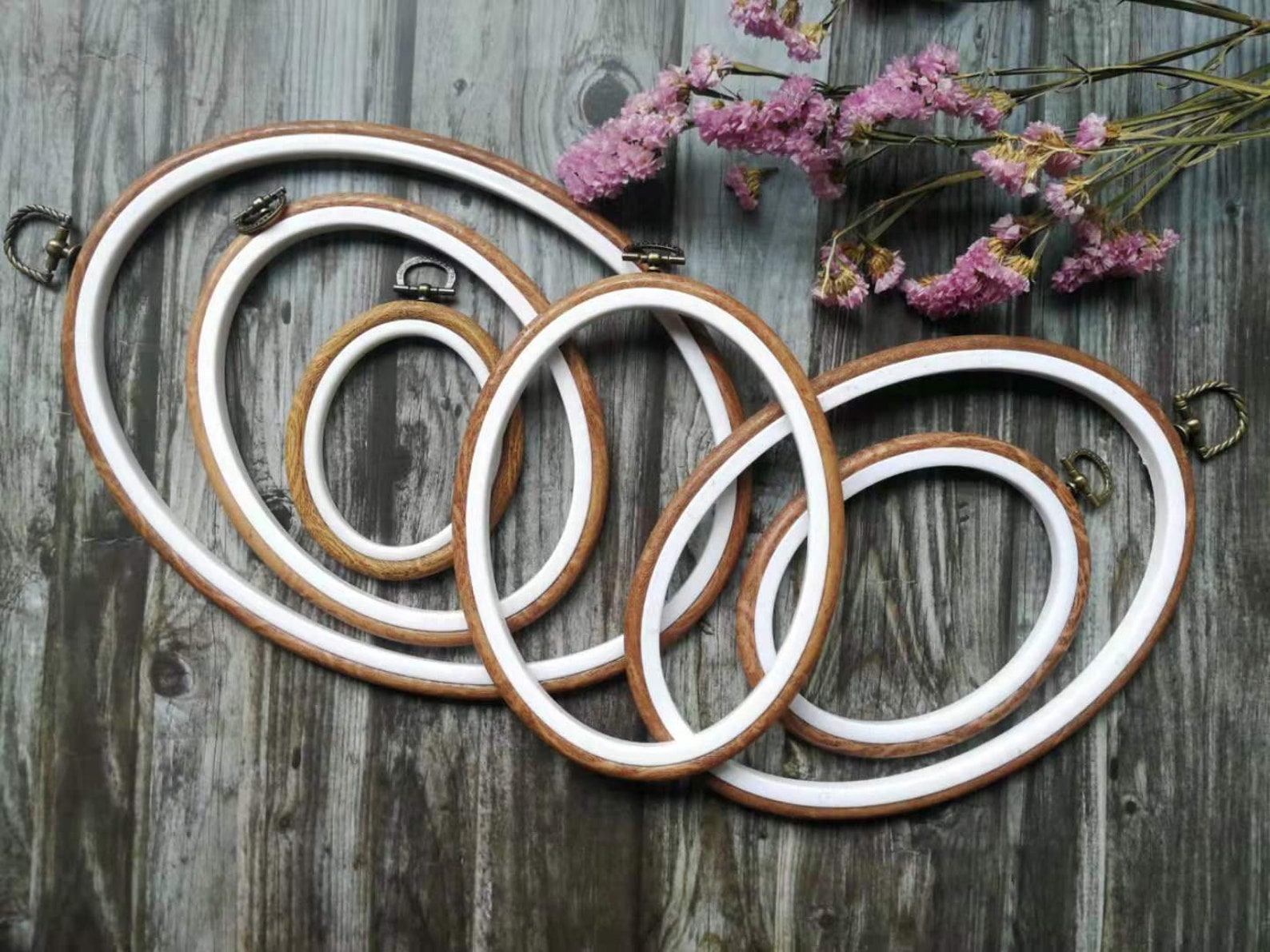 Oval Embroidery Hoop, Wooden Imitation Hoop|cross Stitch Hoop, Flexi ...