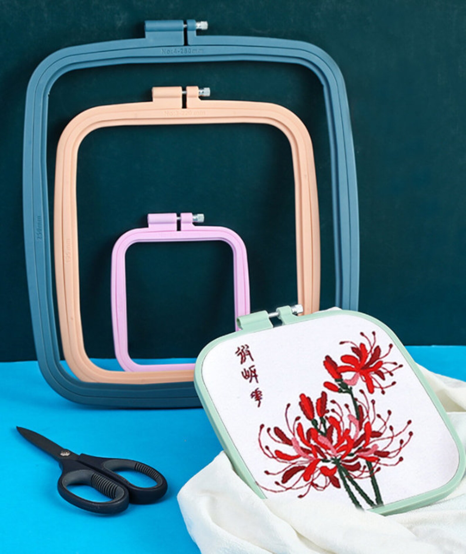 Square Coloured Embroidery Hoop, Plastic Colourful Embroidery Hoop ...