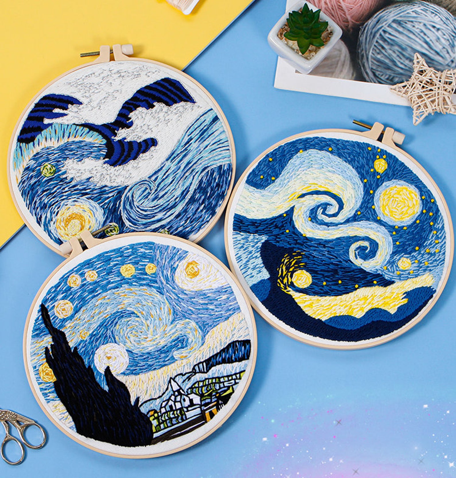 Starry Night Beginners to Intermediate Embroidery Kitmodern - Etsy